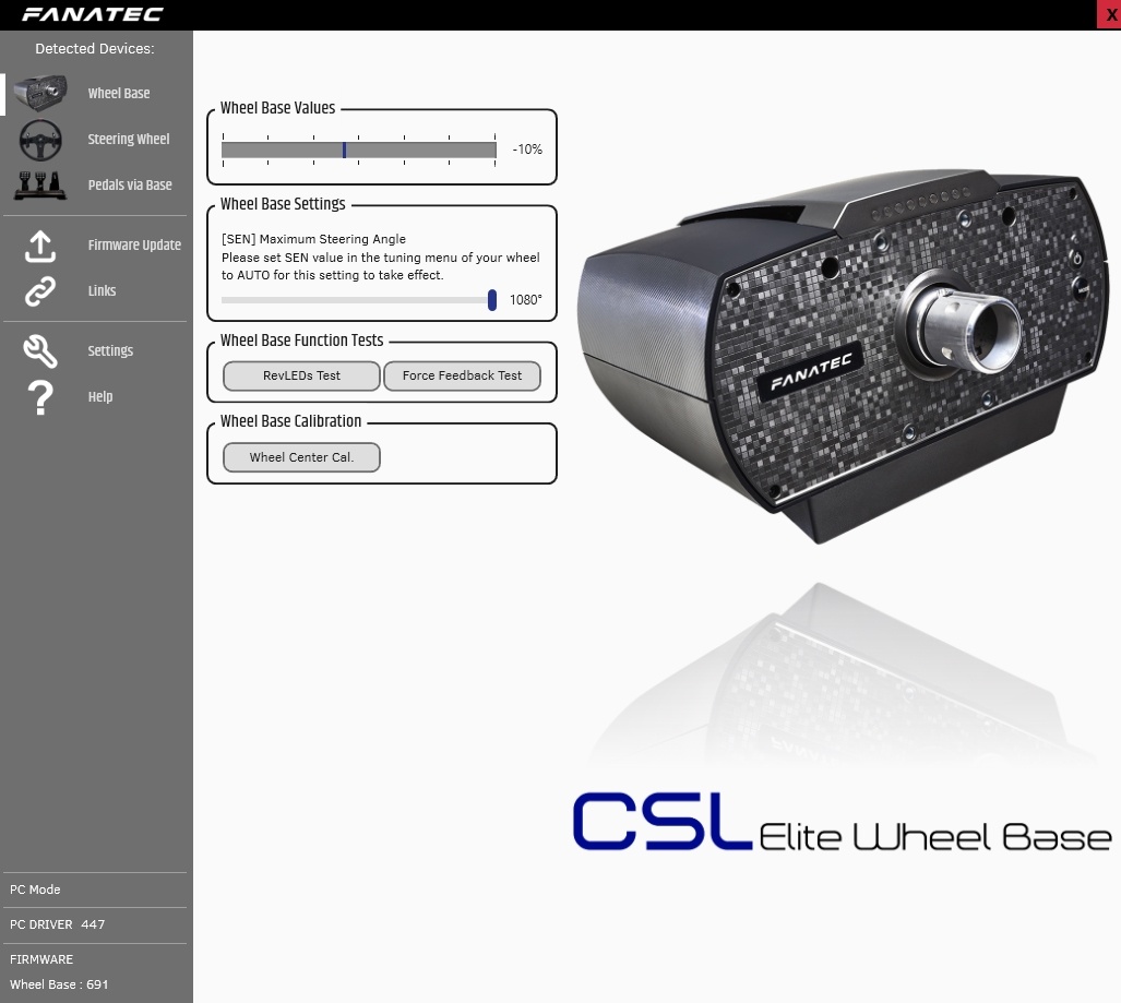 Fanatec Control Panel - Tuning Menu - Wheel Bases (and Racing Wheels ...