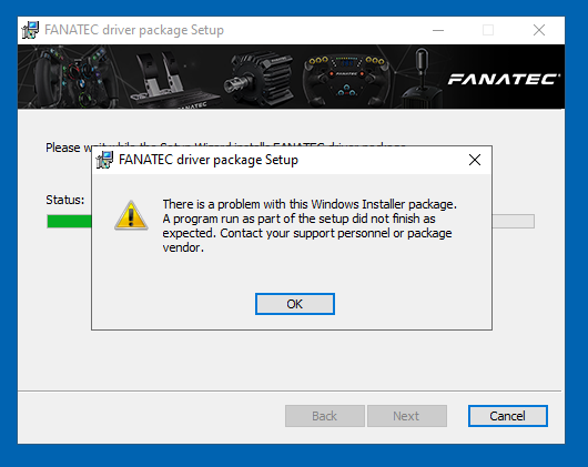 Cannot install any driver: A program run as part of this setup did not ...