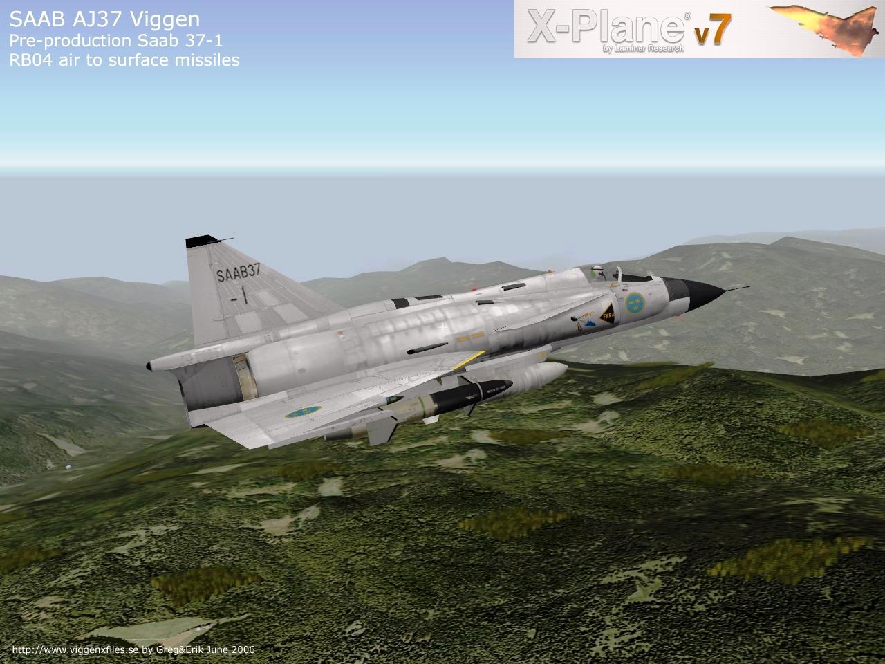 SAAB AJ37 Viggen pre production XP7 - V7 Military Aircraft - X-Plane ...