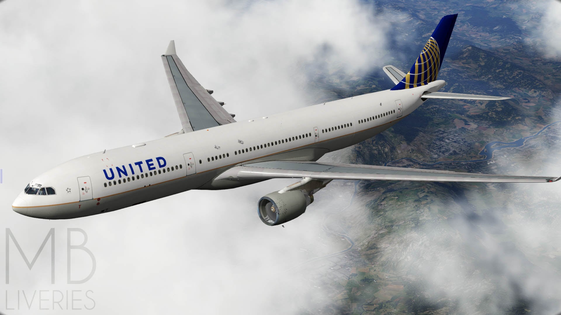 United - Airbus A330-323 PW X-Plane Paintshop - Aircraft Skins ...
