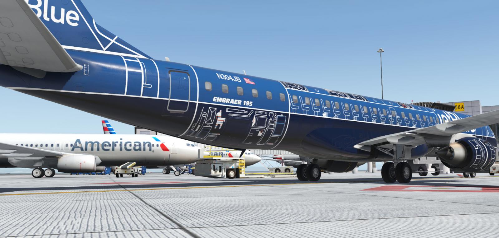 jetBlue Blueprint Livery for X-Craft E-195 v2 - Freeware E175-E195 by X ...