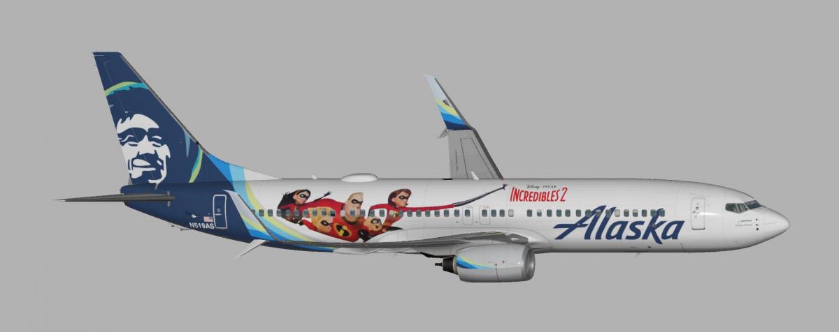 737-800SSW ZIBO Alaska "Incredibles 2" - Aircraft Skins - Liveries - X ...
