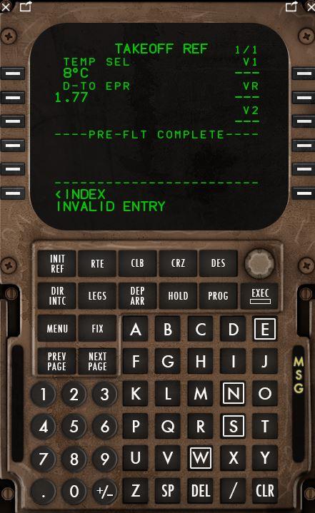 FMC T/O Speeds Invalid Entry Error - Boeing 757 v2 Professional - X ...