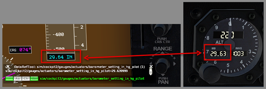 Altimeter setting difference between the PFD and the backup altimeter ...