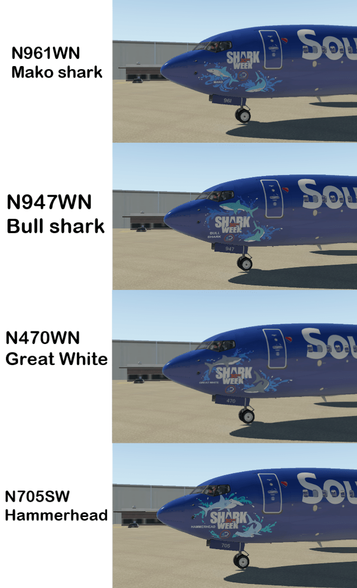 Southwest Shark Week liveries for 737-700U - Aircraft Skins - Liveries ...