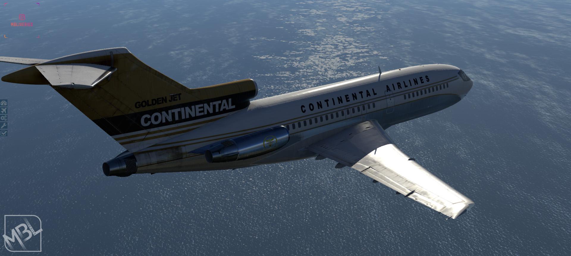 Continental (Golden Jet) - Boeing 727-100 FlyJSim - Aircraft Skins ...
