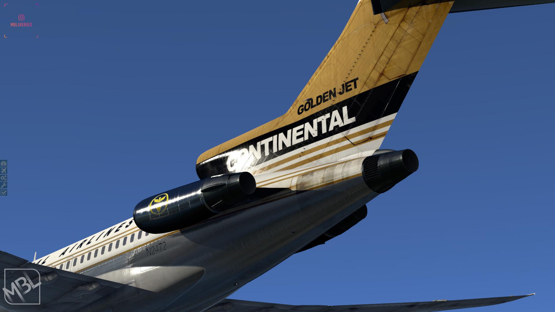 Continental (Golden Jet) - Boeing 727-100 FlyJSim - Aircraft Skins ...
