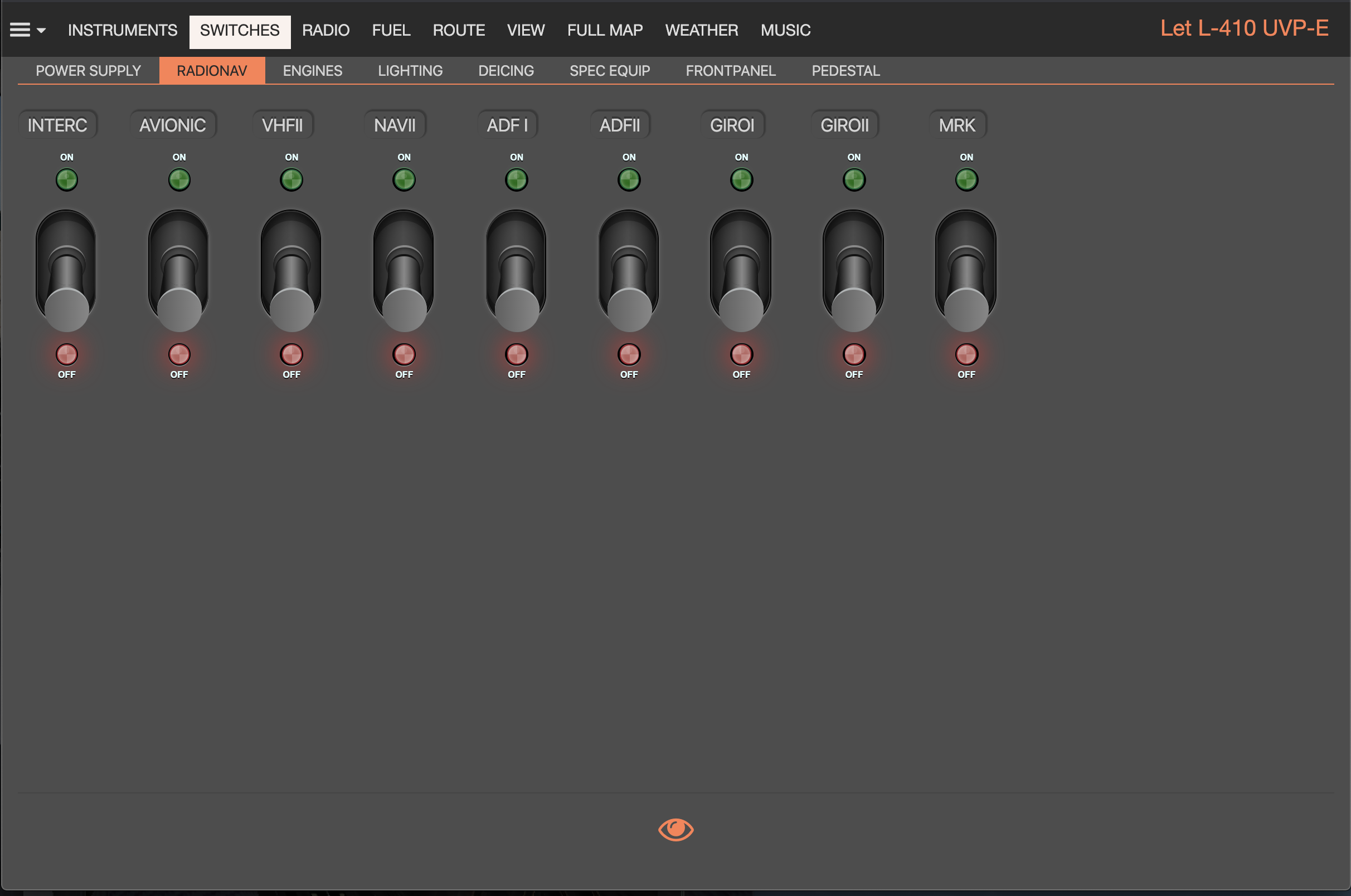 LET L 410 turbolet, custom switch panel template for Aviator Pro ...