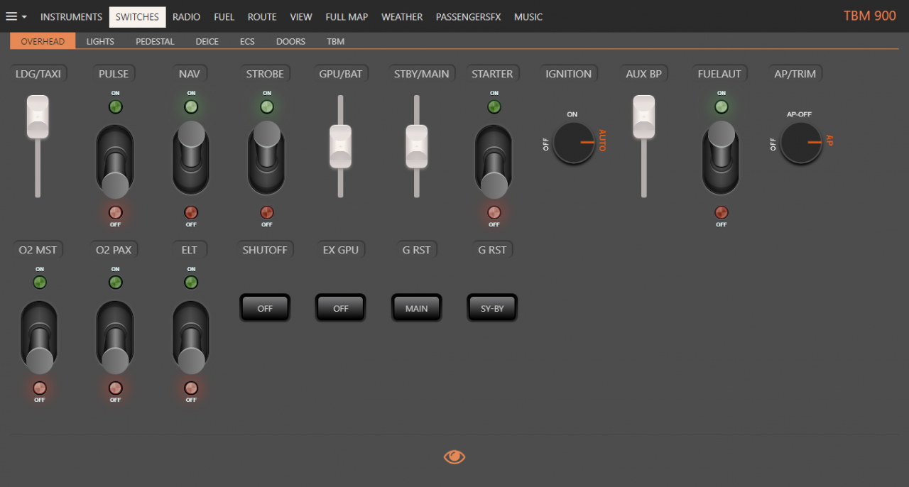 Hot Start TBM 900 custom switch panel template for Aviator Pro ...