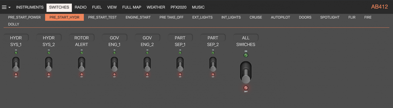 Bell 412 XTrident custom switch panel v 2.5 Multitab template for ...