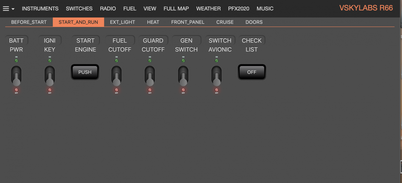 VSKYLABS R66 custom switch panel v 1.1 template for Aviator Pro ...