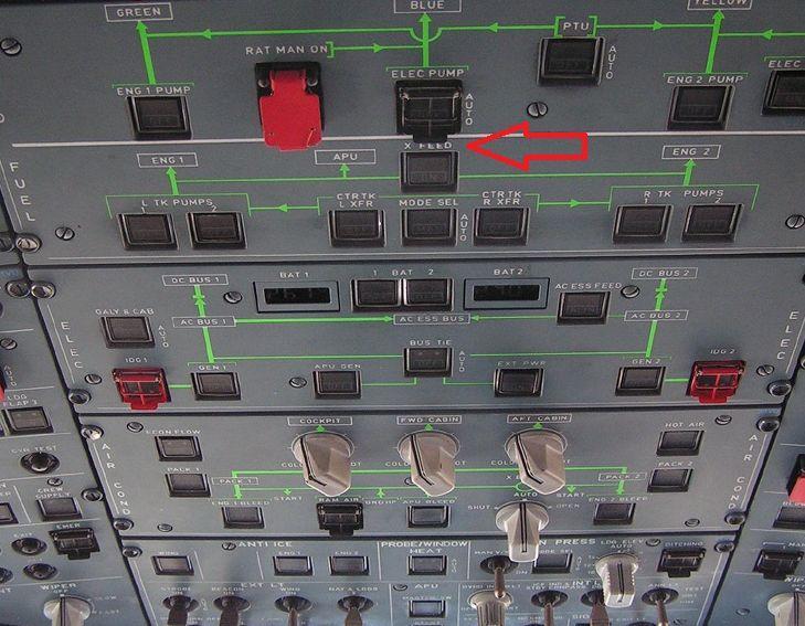 X-FEED word missing over the fuel crossfeed valve switch - Airbus A321 ...
