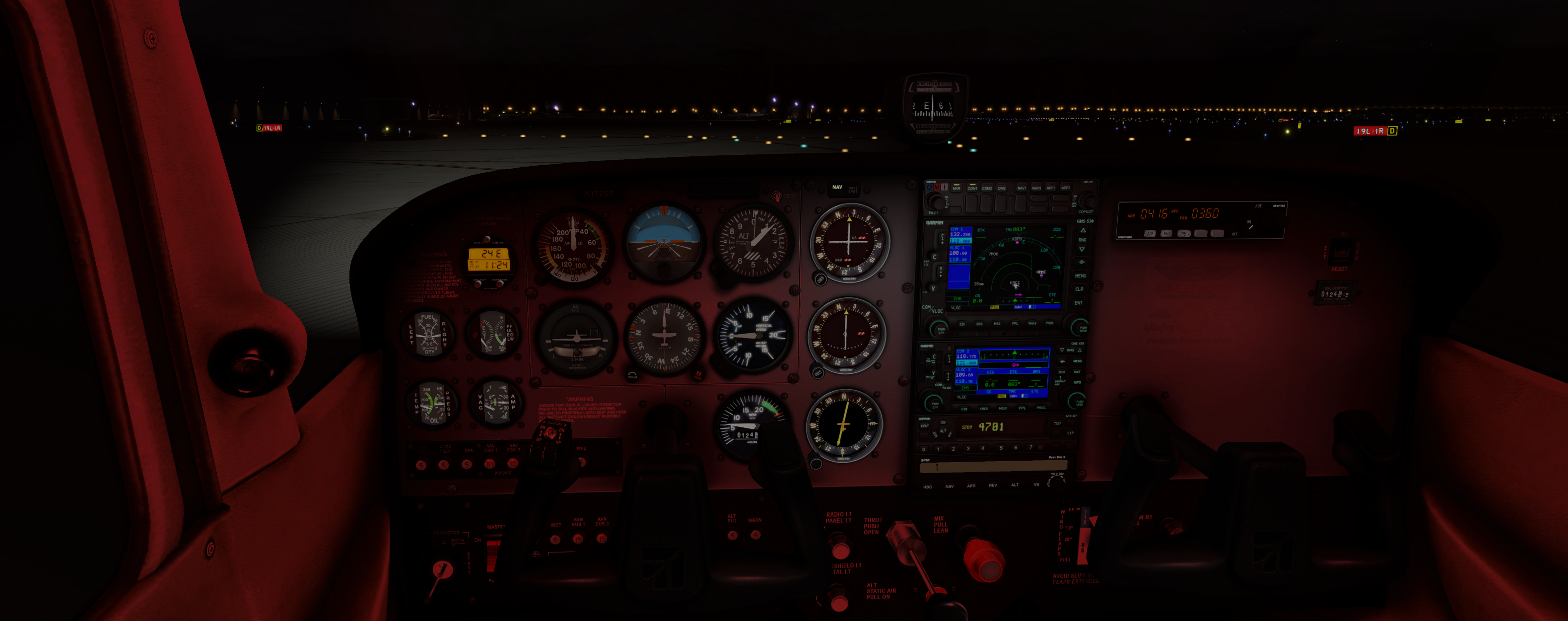 Cessna 172 Red Cockpit Lights for Night VFR Flying - Textures - X-Plane ...