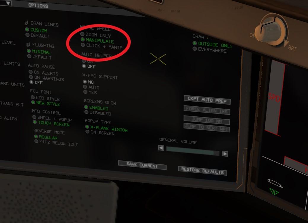 When selecting "manipulate" the Mouse wheel is locked in position ...