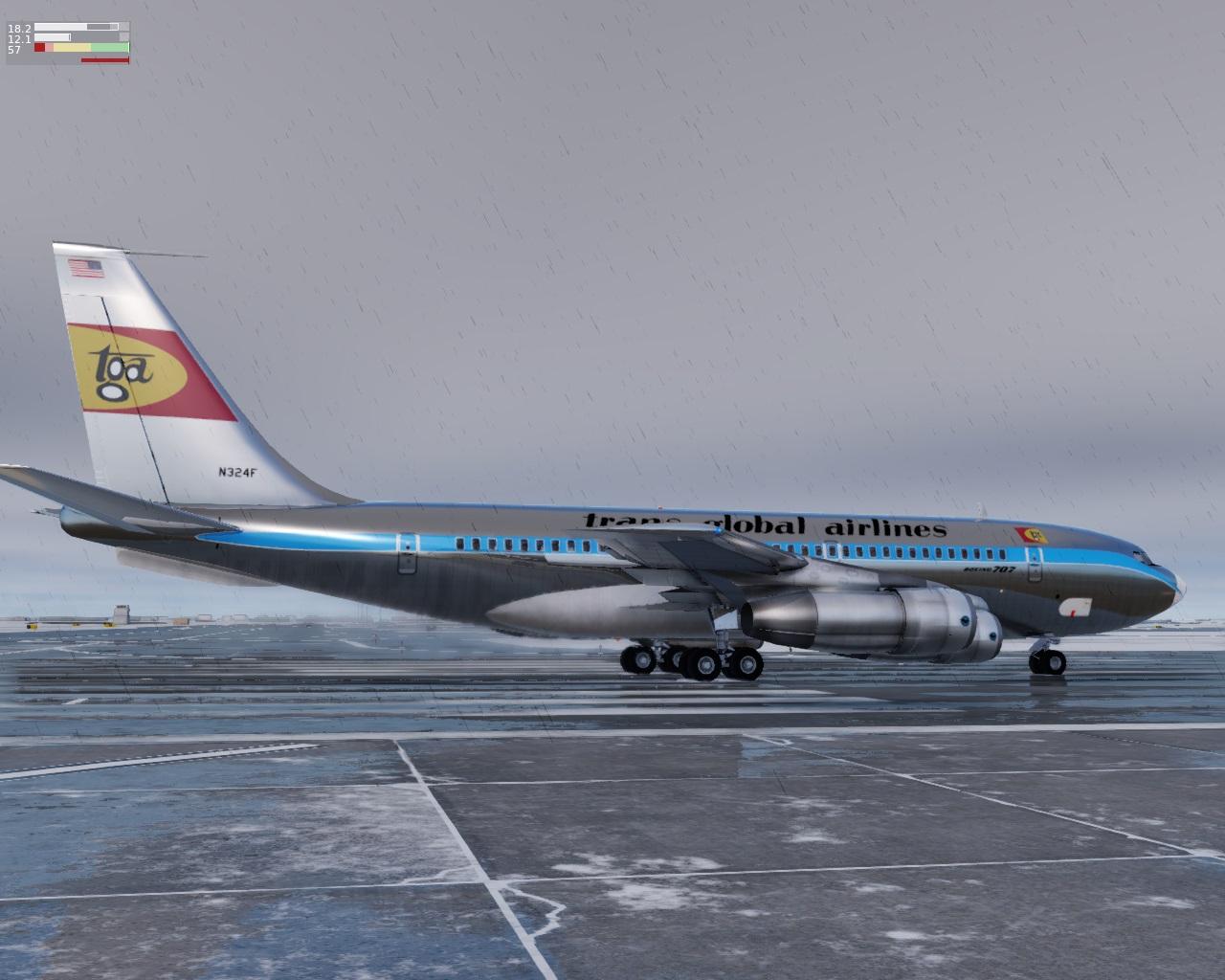 Transgobal airlines Boeing 720 livery with real cabin interior ...