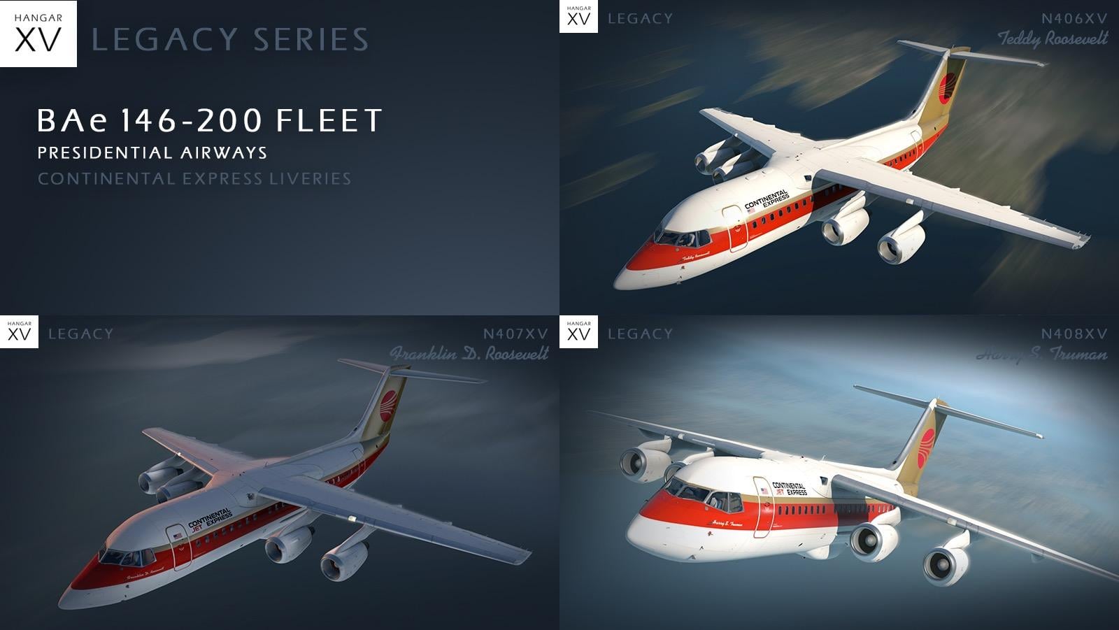 Continental Express (XV) - BAe 146-200 by JustFlight - Aircraft Skins ...