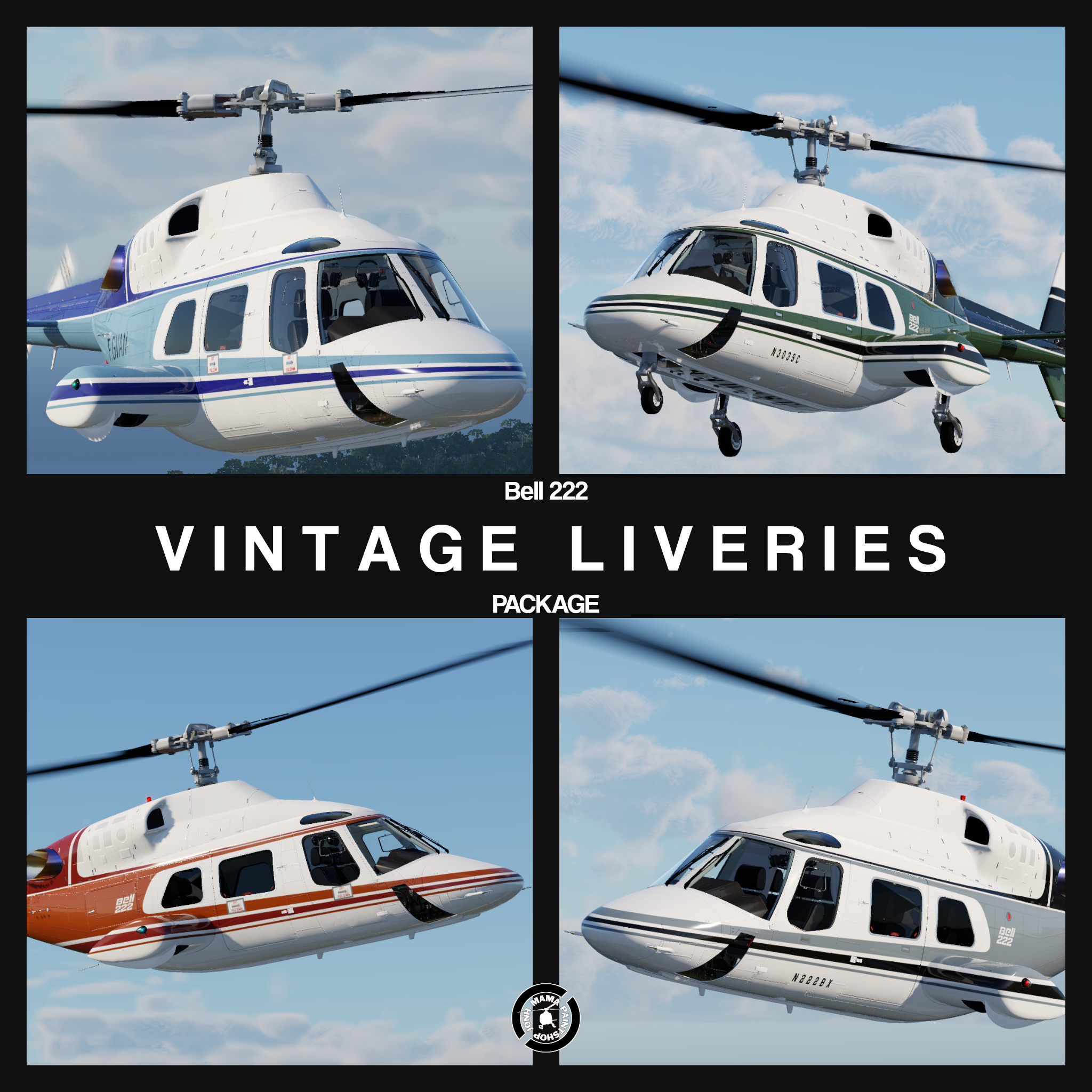 CowanSim Bell 222B - VINTAGE LIVERIES PACKAGE - CowanSim Liveries - X ...