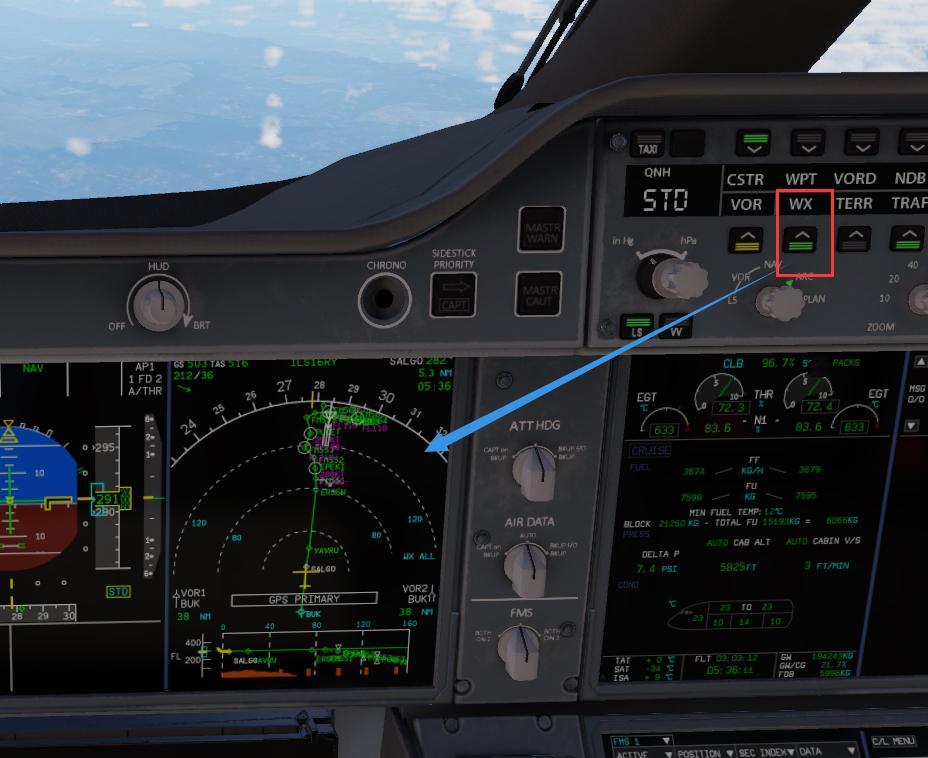 My weather radar doesn't display the weather conditions. A350-900 ...