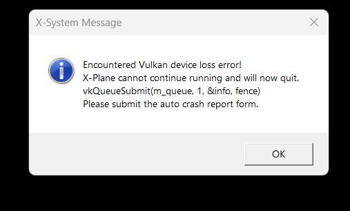 xplane 12.06b6 vulkan error with toliss plugin - Airbus A321 - X-Plane ...