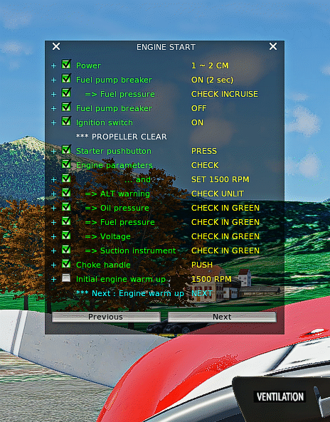 Dynamic checklist for the Scheibe SF-28A Falke, for X-Plane 12 (by ...