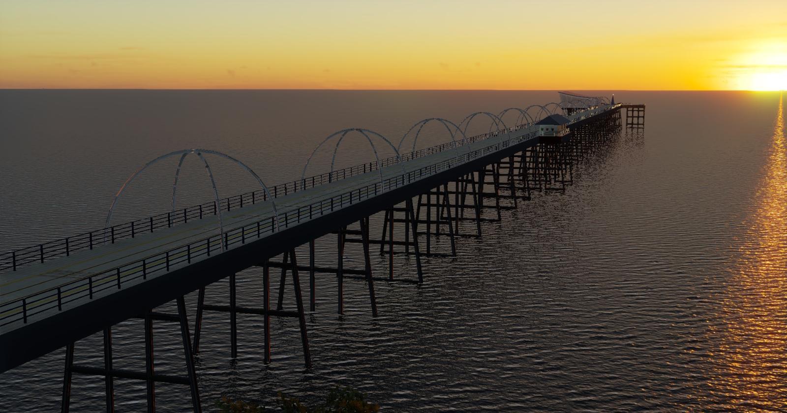 Southport Pier (VRP for Blackpool EGNH and Warton EGNO) with lighting ...