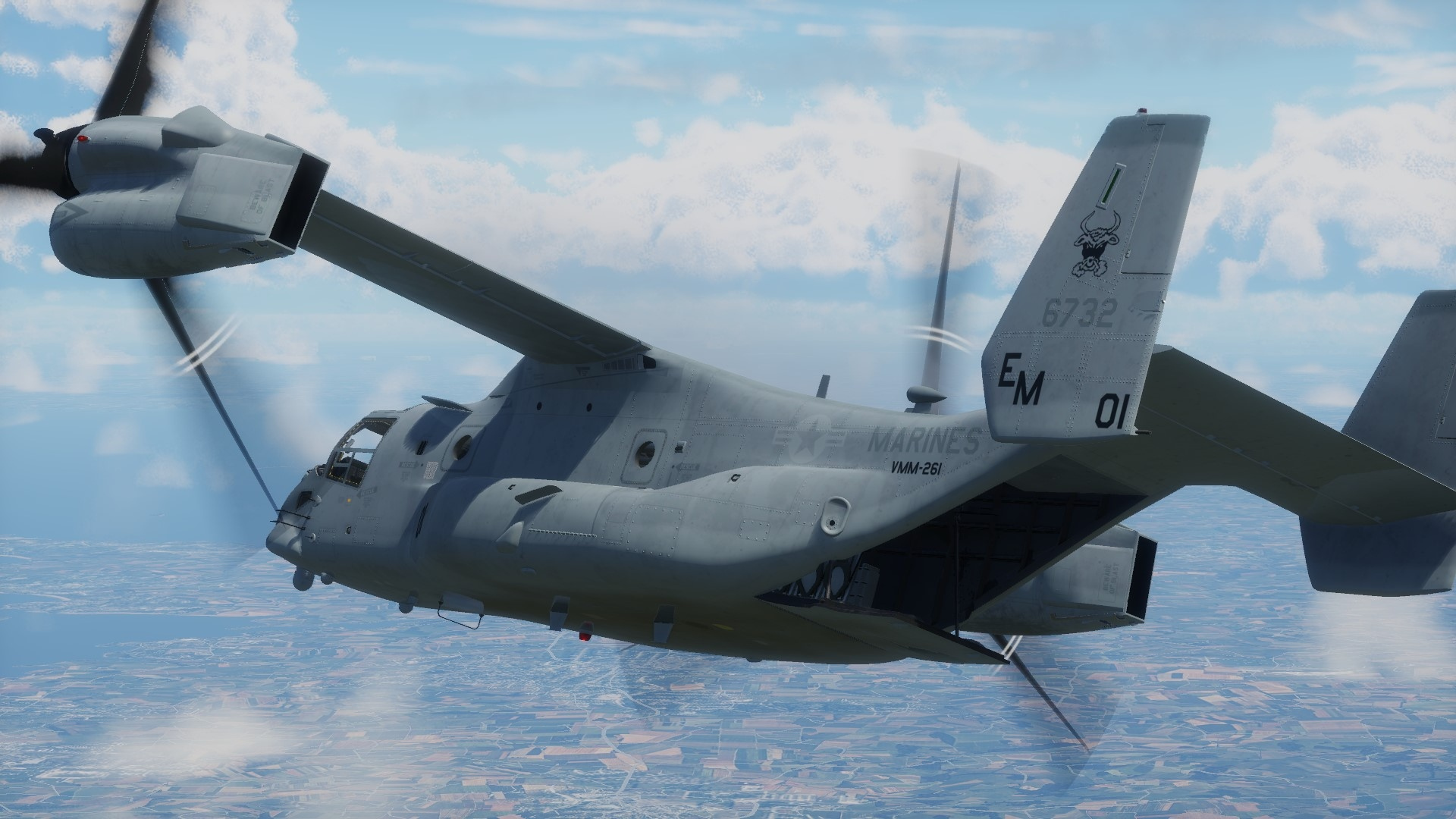 VMM-261 "Raging Bulls" livery for AOA Simulations XP12 V-22 Osprey - V ...