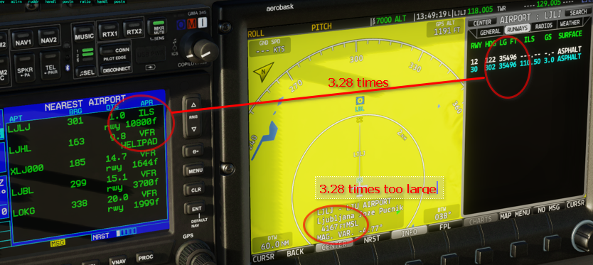 Map display elevations and runway length problems - Diamond DA20 SV - X ...