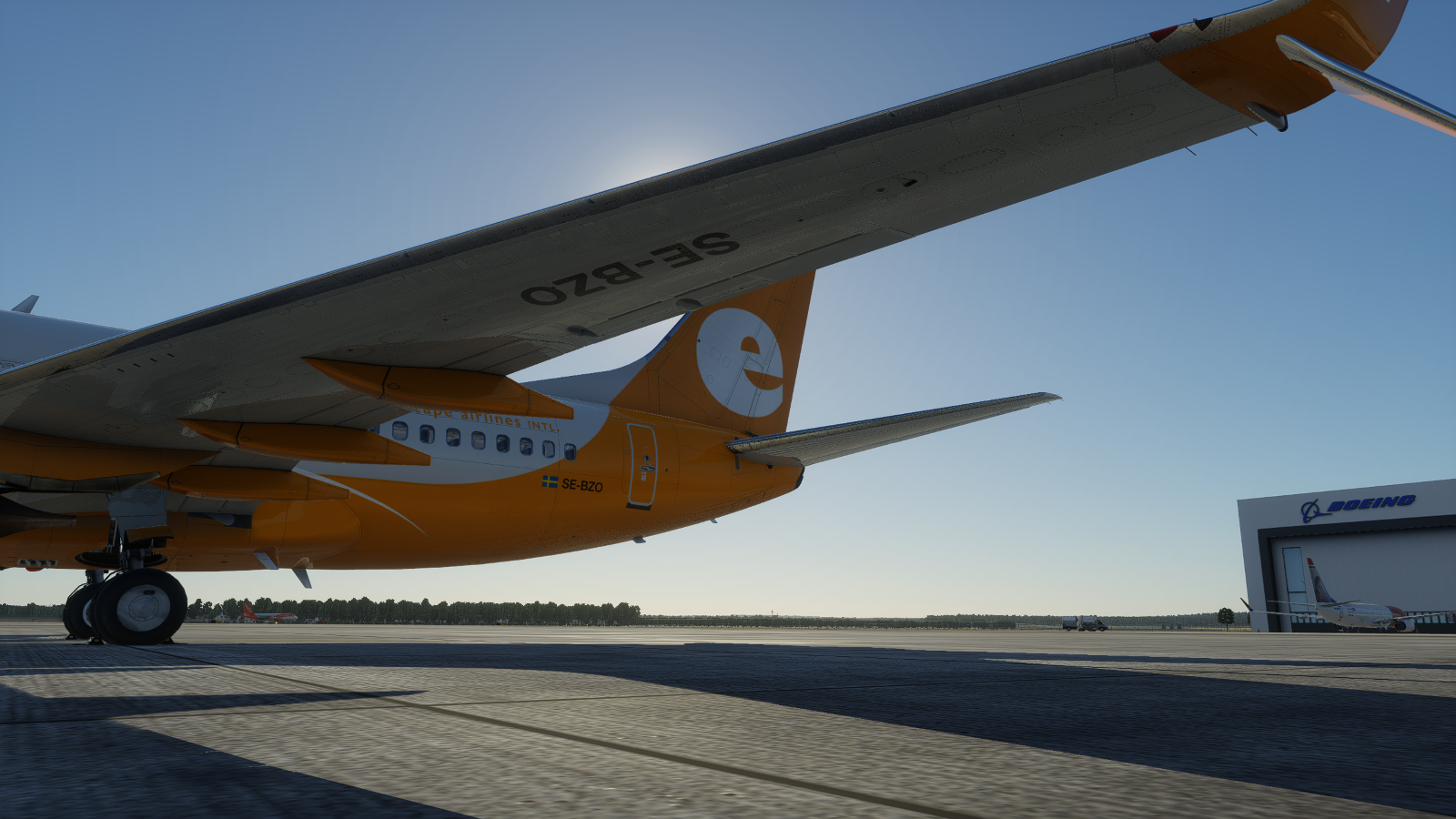 Escape Airlines International, Boeing 737-700, Saffron (Yellow) SE-BZO ...