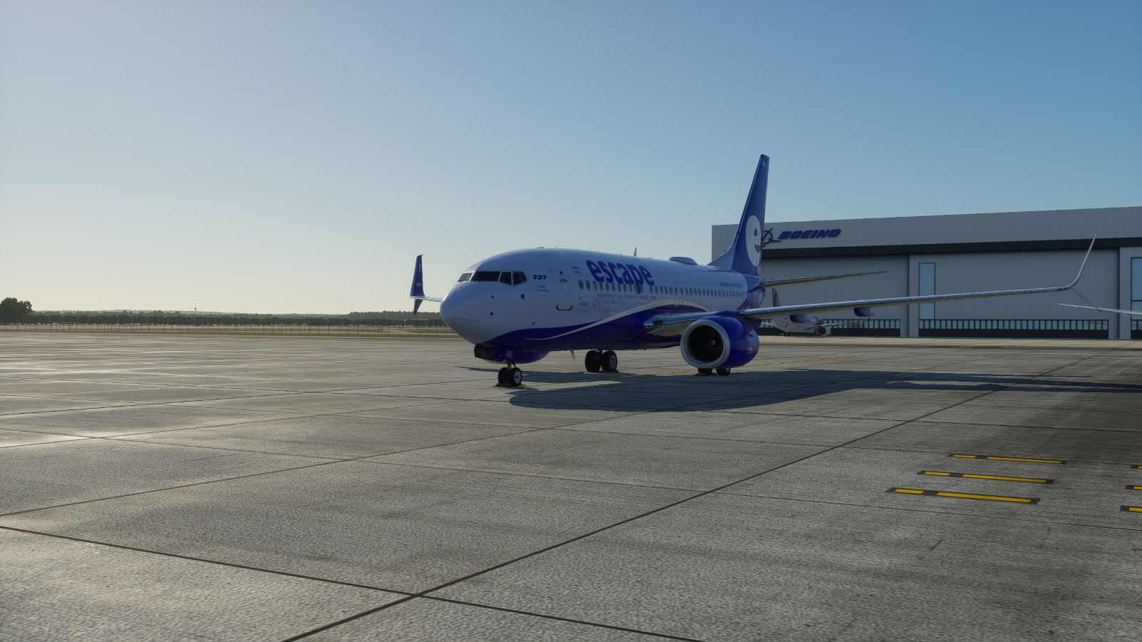 Escape Airlines International, Boeing 737-700, Sapphire livery (Blue) G ...