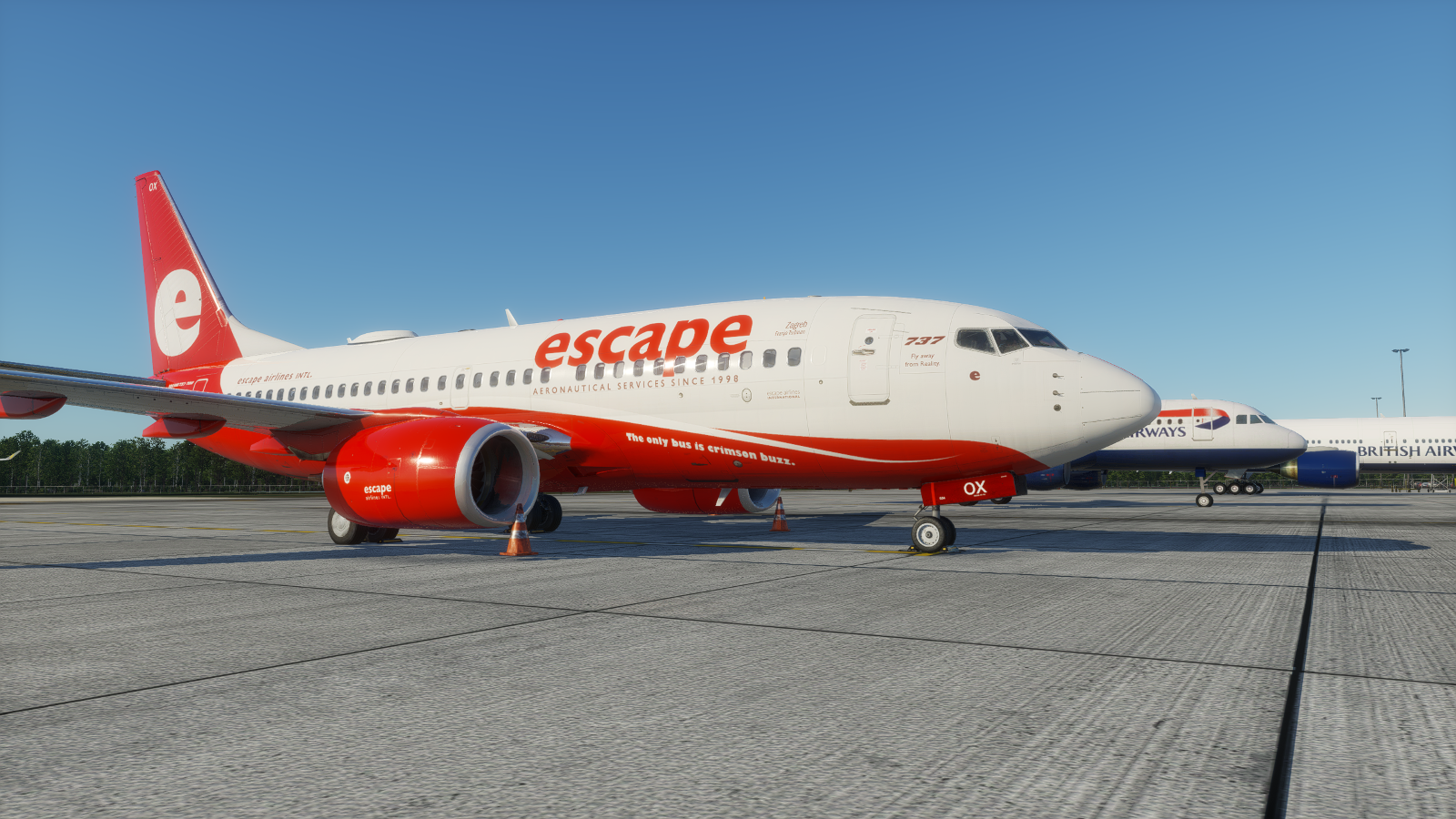 Escape Airlines International, Boeing 737-700, Crimson livery (Red) 9A ...