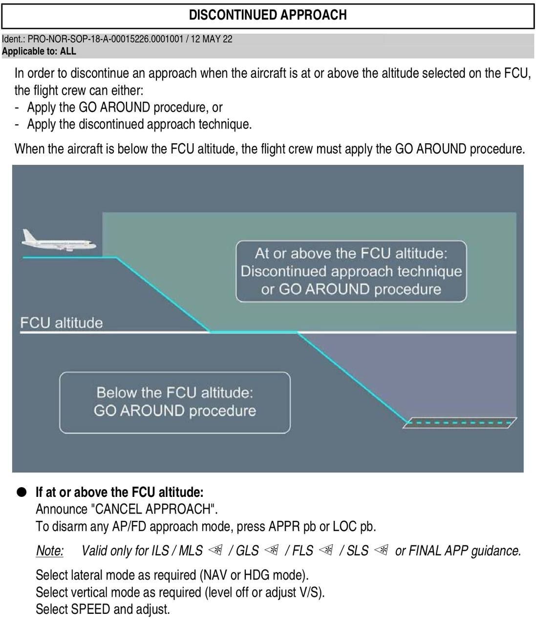 cyan path after discontinued approach and new approach selection ...