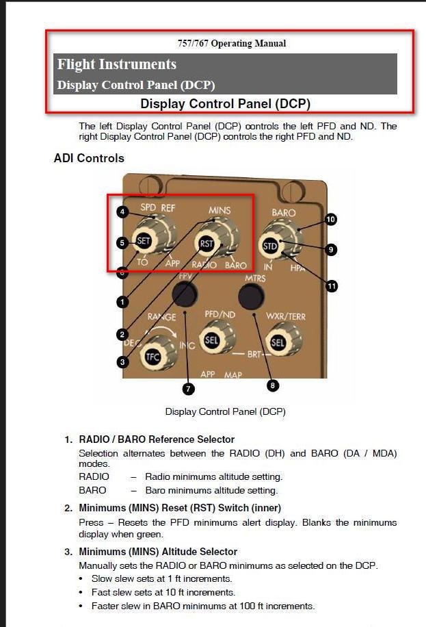 767 FPDS DCP MINS and SPD REF selectors - Boeing 767 Professional - X ...