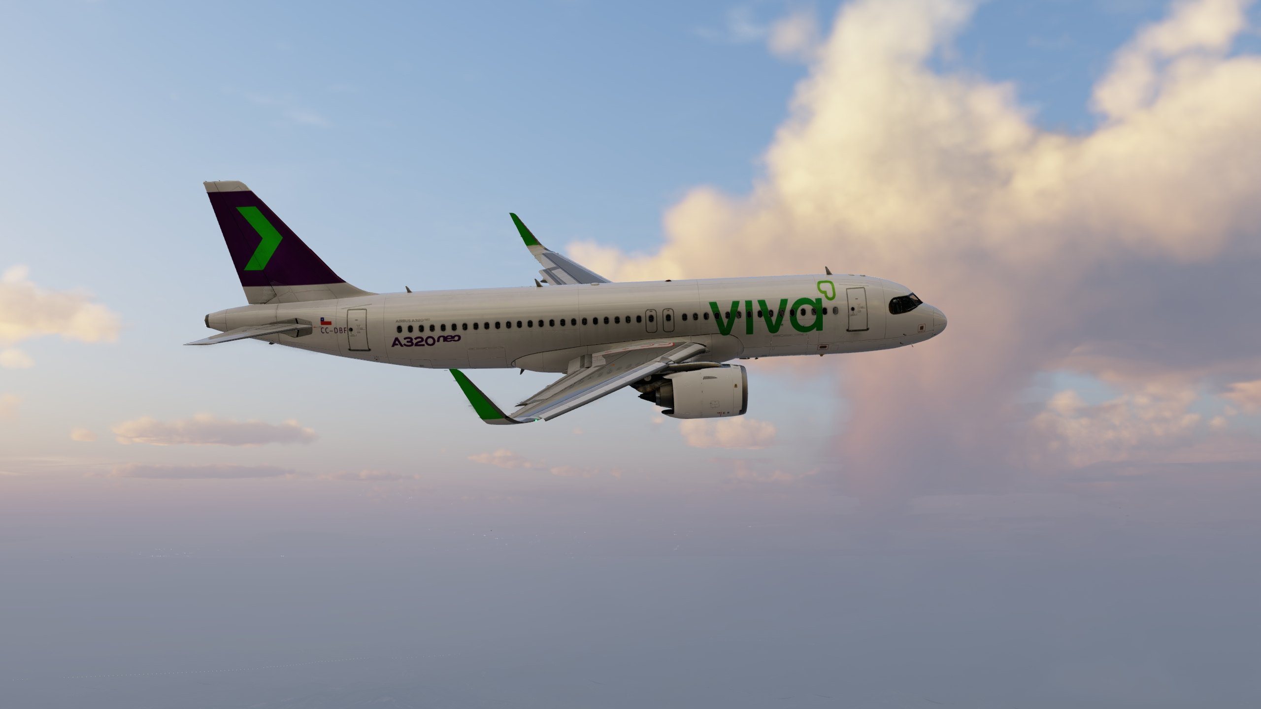 Viva Aerobus CC-DBF "SKY Chile Colors" Livery ToLiss A320 NEO (8K+4K ...