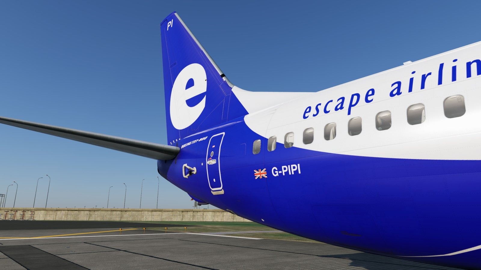 Escape Airlines International, B737-800X (Zibo), G-PIPI Sapphire livery ...