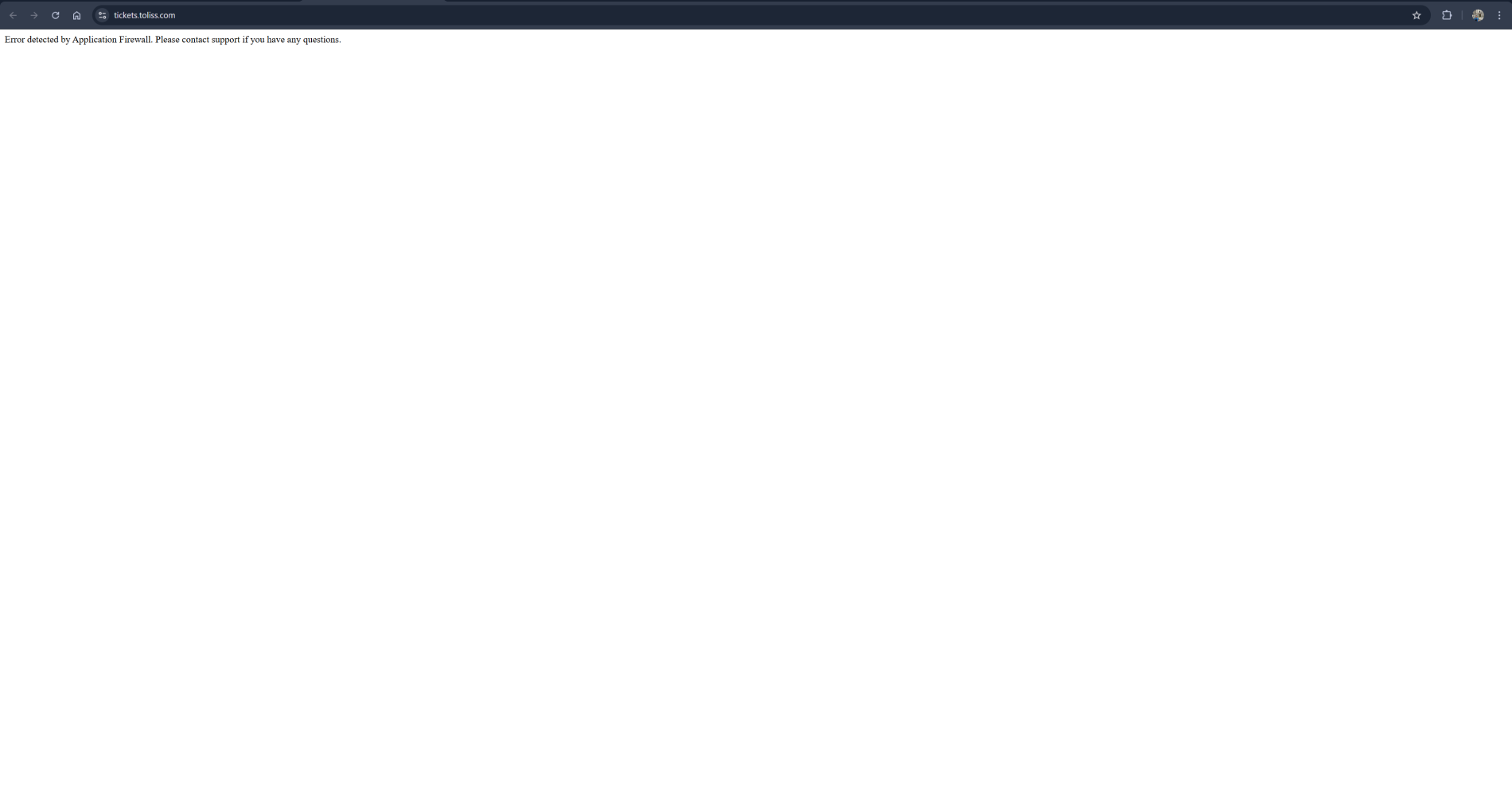 Ticket support website is not working to check status of my toliss ...