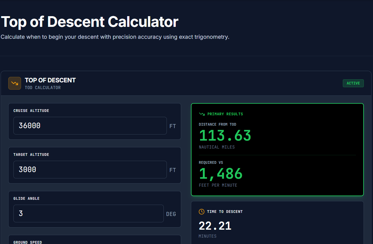 Top of Descent Calculator - Utilities - X-Plane.Org Forum