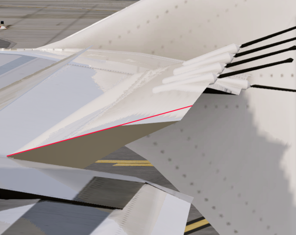 Noticeable discrepancy in the sharklet angle between ToLiss model and ...