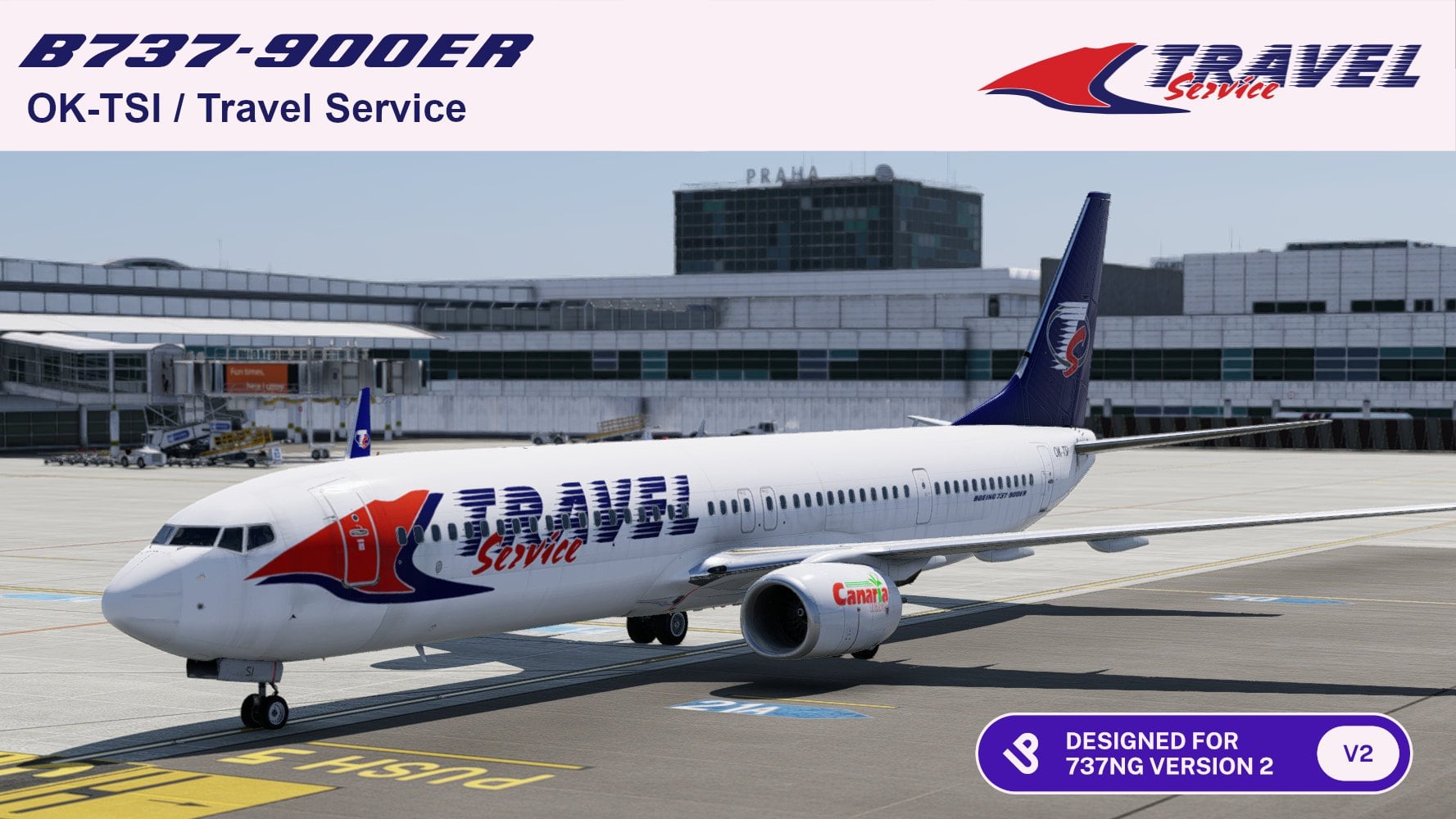 LevelUp 737-900ER v2 8K Travel Service OK-TSI (actual Blue + old Red ...