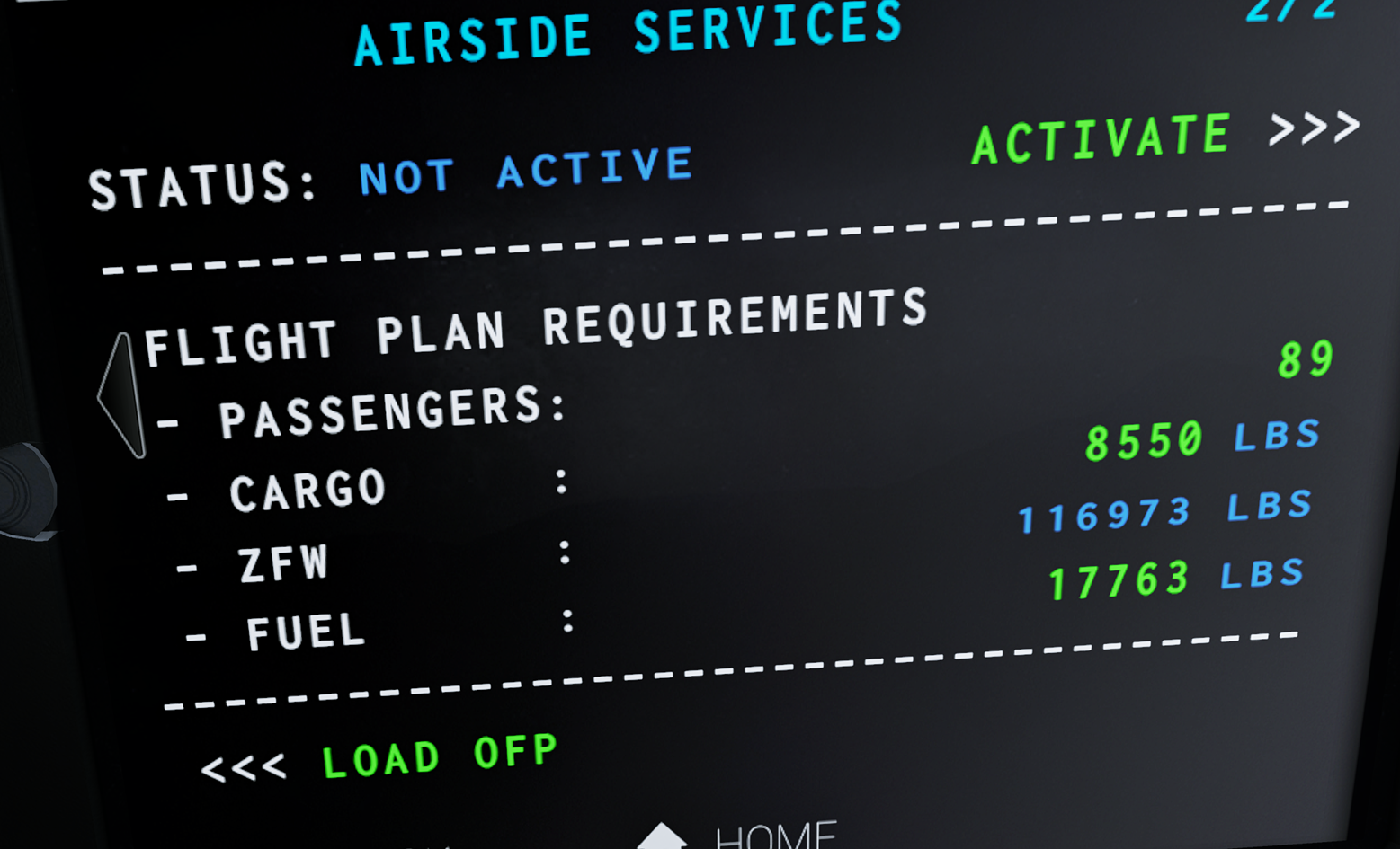 Airside services doesn't activate cargo correctly from loaded OFP ...