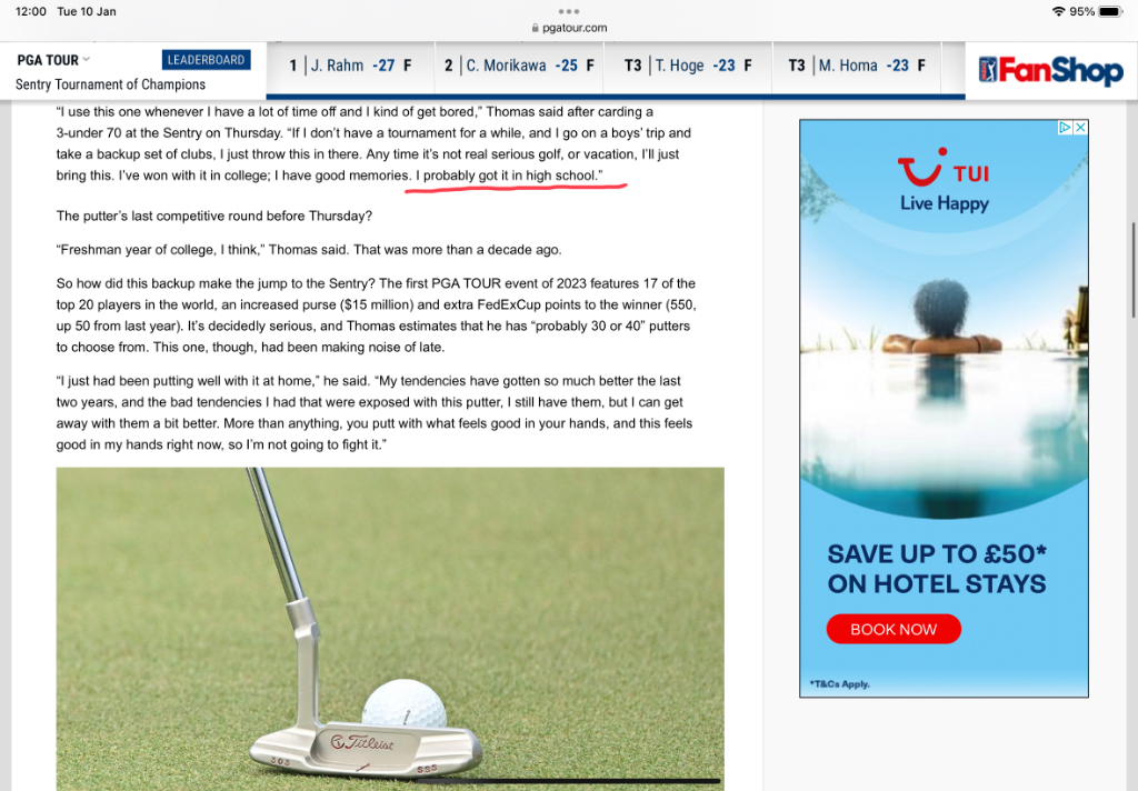 JT moved to a blade putter at the Sentry? - Page 2 - Tour and Pre ...