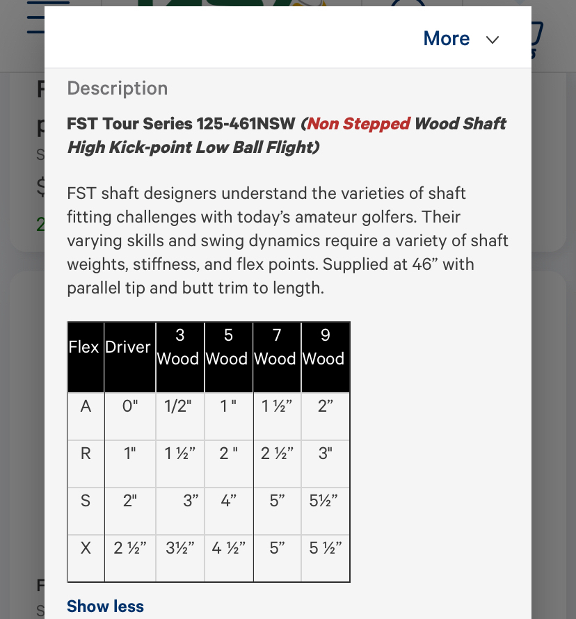 Assistance with FST wood shafts... Howard hoping you have some insight ...
