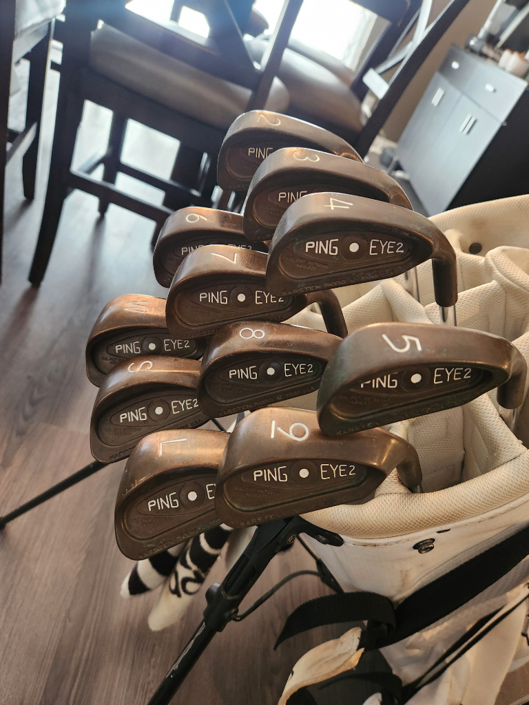 Rare set of ping eye 2 copper becu white dot set 2-Lob. Ping installed ...