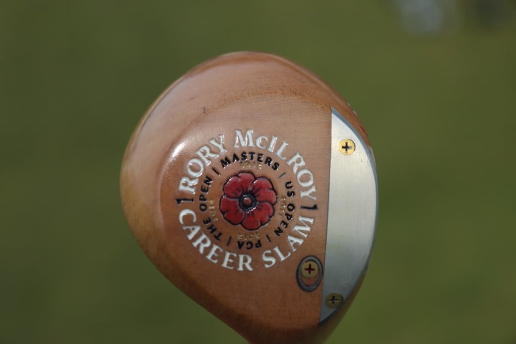 Rory's custom Joe Powell (Career Slam) persimmon driver & cover - 2025 ...