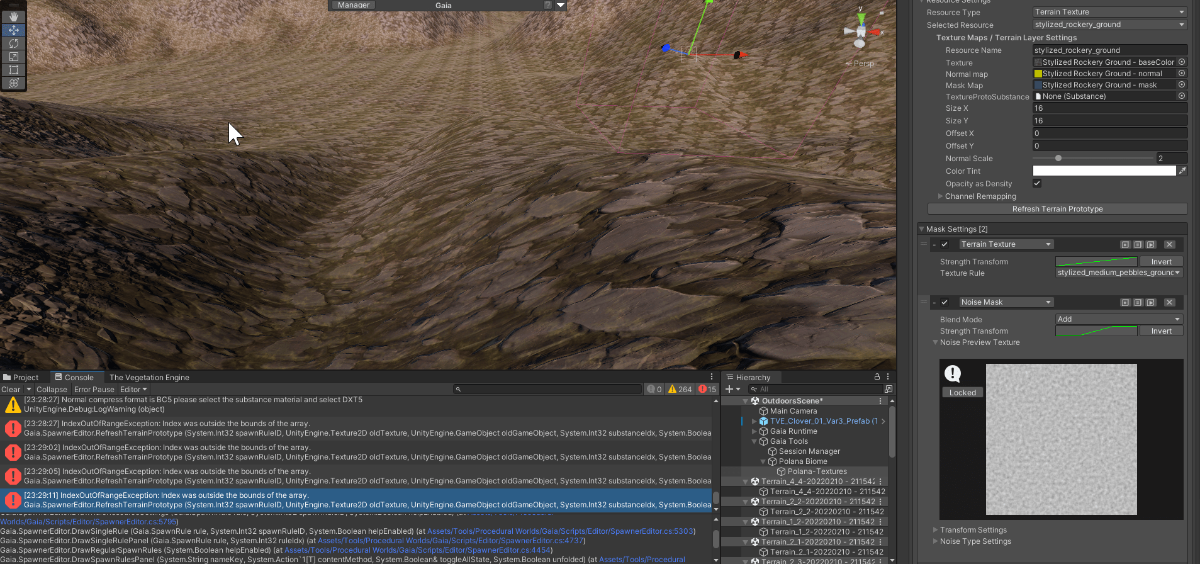 Error pop and Terrain Texture ignores all the masks and spawns across ...