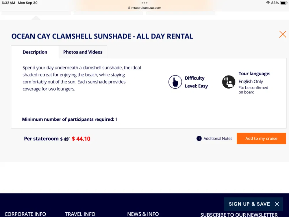 Clamshell Rentals - MSC Cruises - Cruise Boards