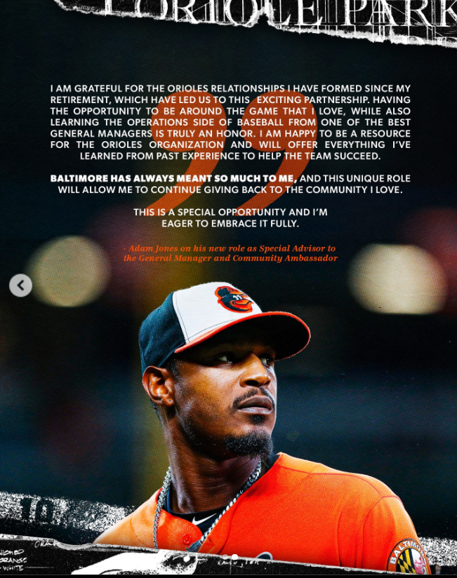 O's hire Adam Jones as special advisor to GM and community ambassador ...