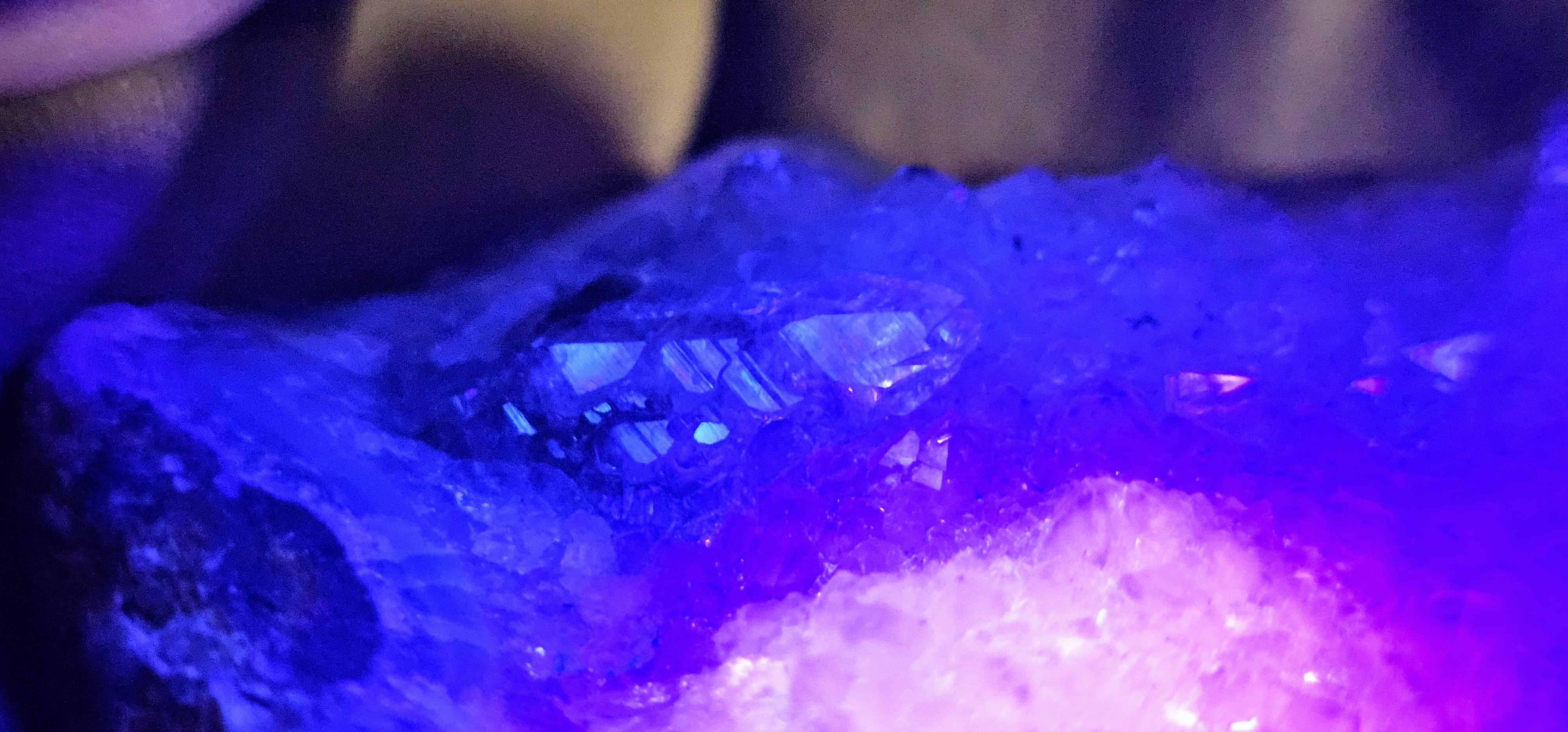 Tiny fish trapped inside amethyst geode formed of insects - Micro ...