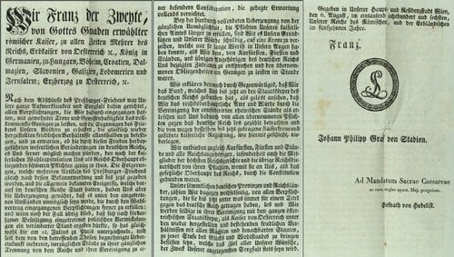 Dissolution of the Holy Roman Empire, August 6, 1806. - This Week in ...
