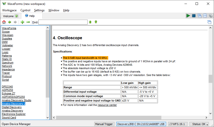 AD2 Resolution Bandwidth - Test and Measurement - Digilent Forum