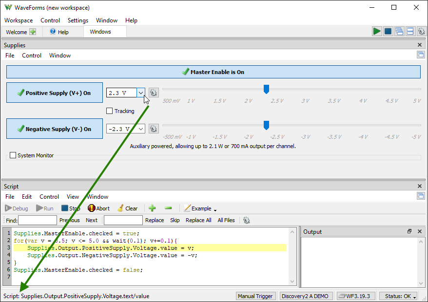 Control power supply using script in AD2 - Test and Measurement ...